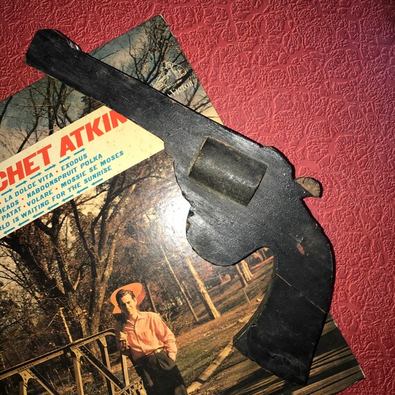 Vintage Black Wood Decorative Revolver | Etsy