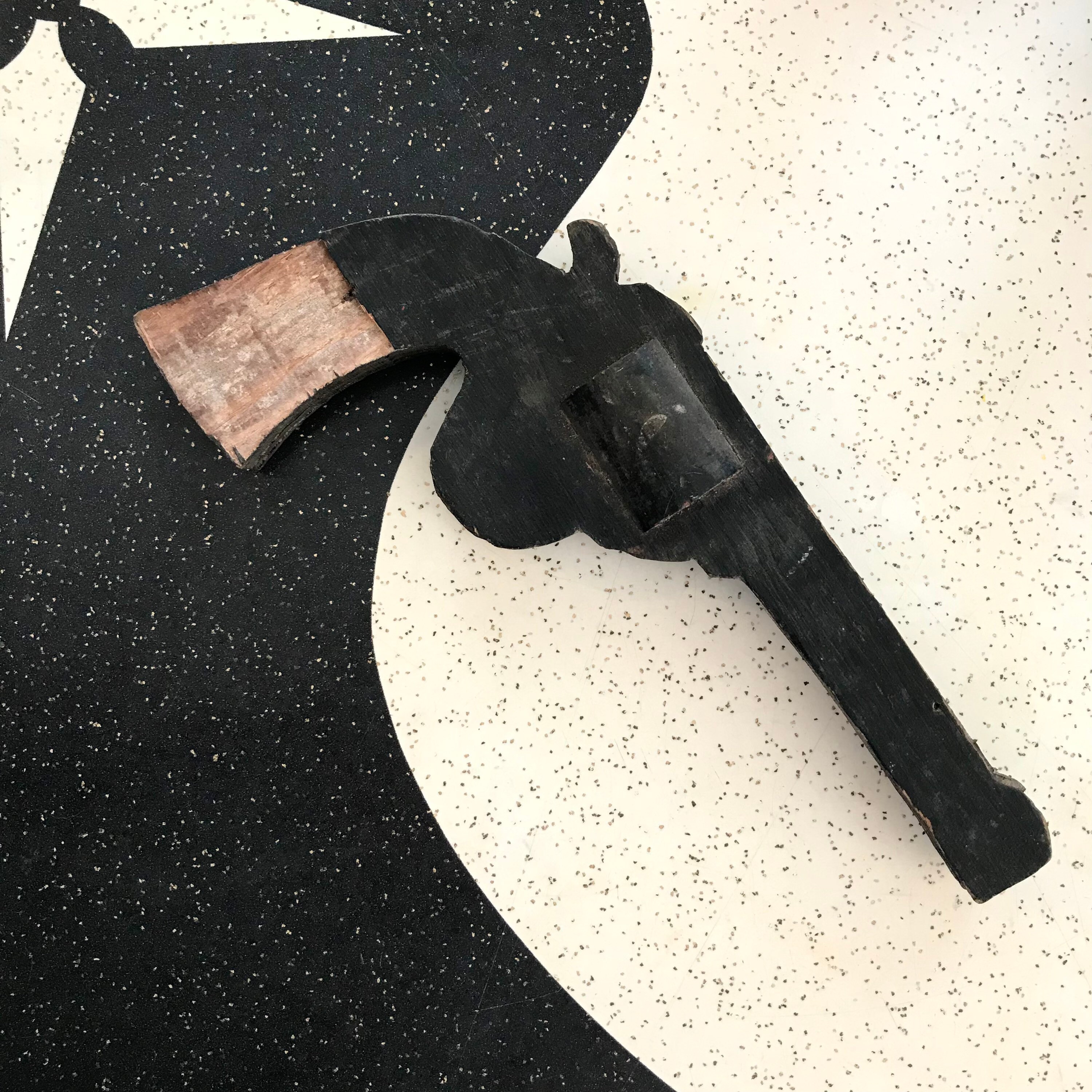 Vintage Black Wood Decorative Revolver - Etsy