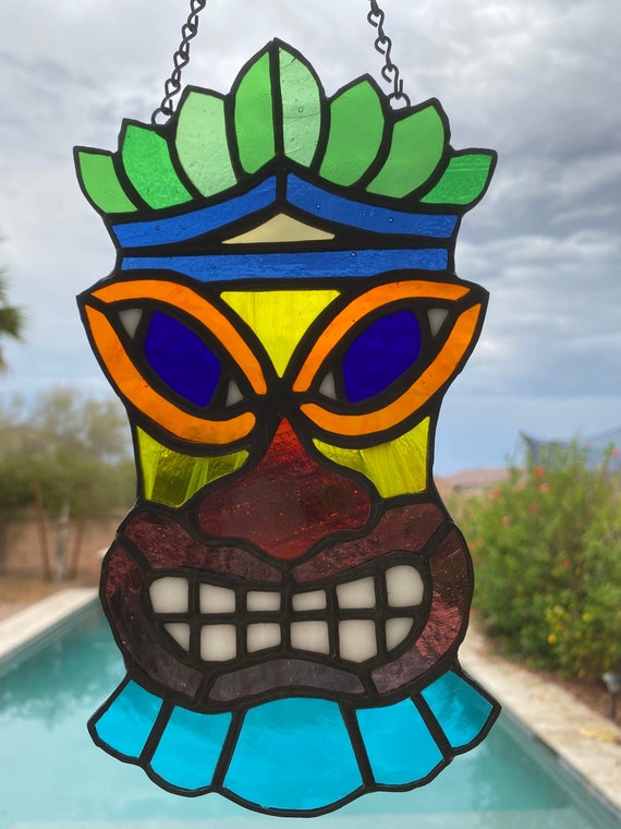 Stained Glass Tiki Head | Etsy