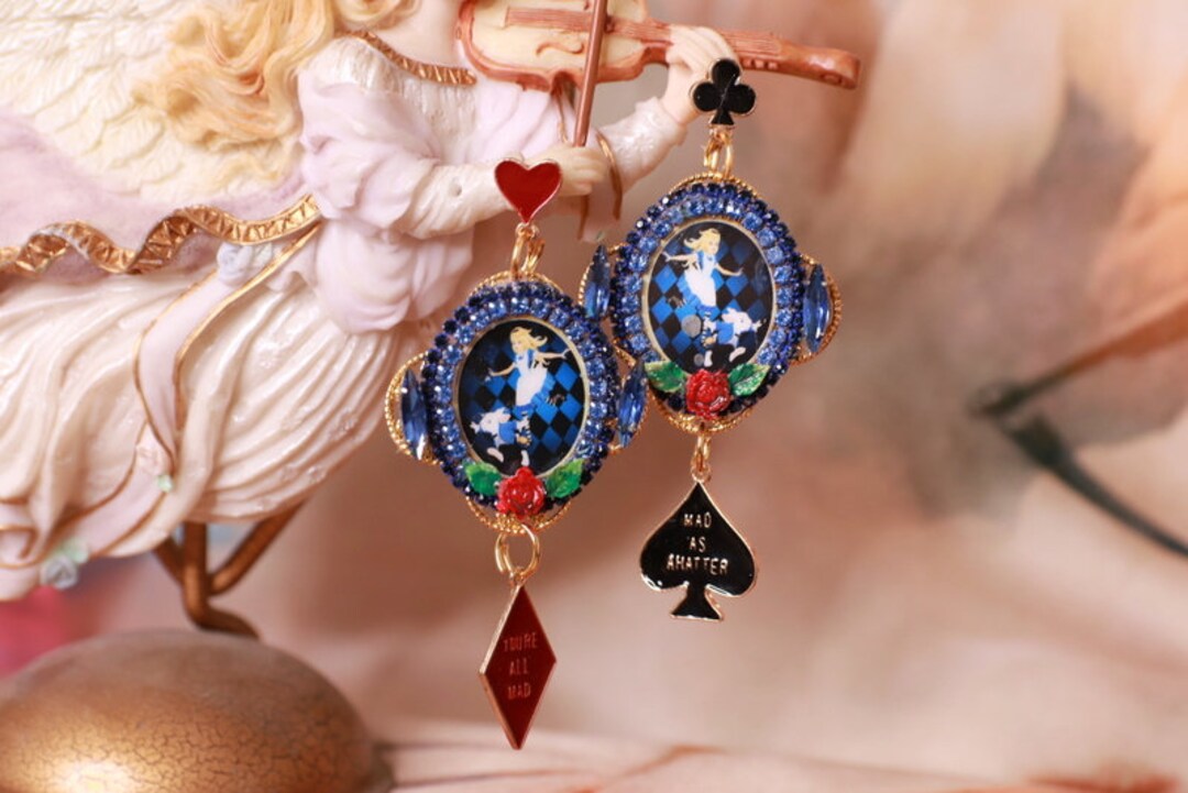 Cartoonish Alice in Wonderland Light Weight Studs Earrings - Etsy