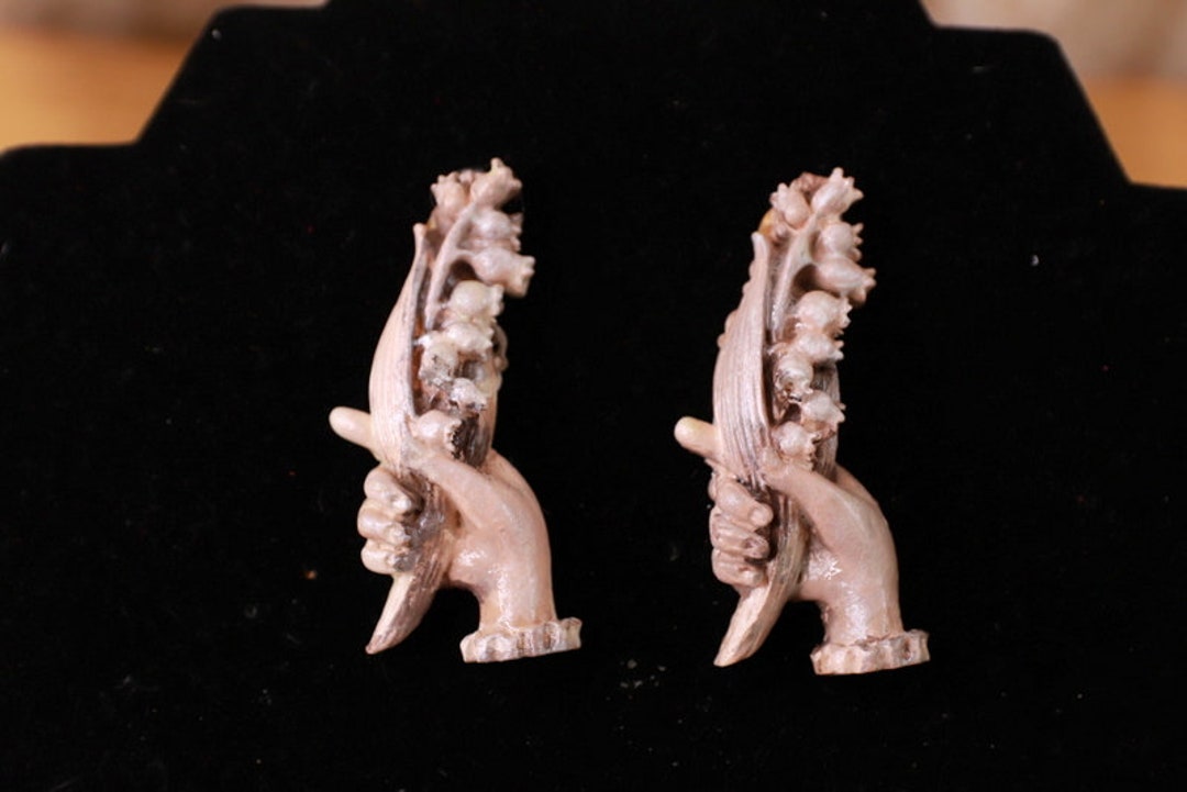 Hand Painted Baroque Lily of the Valley Hand Studs Earrings - Etsy