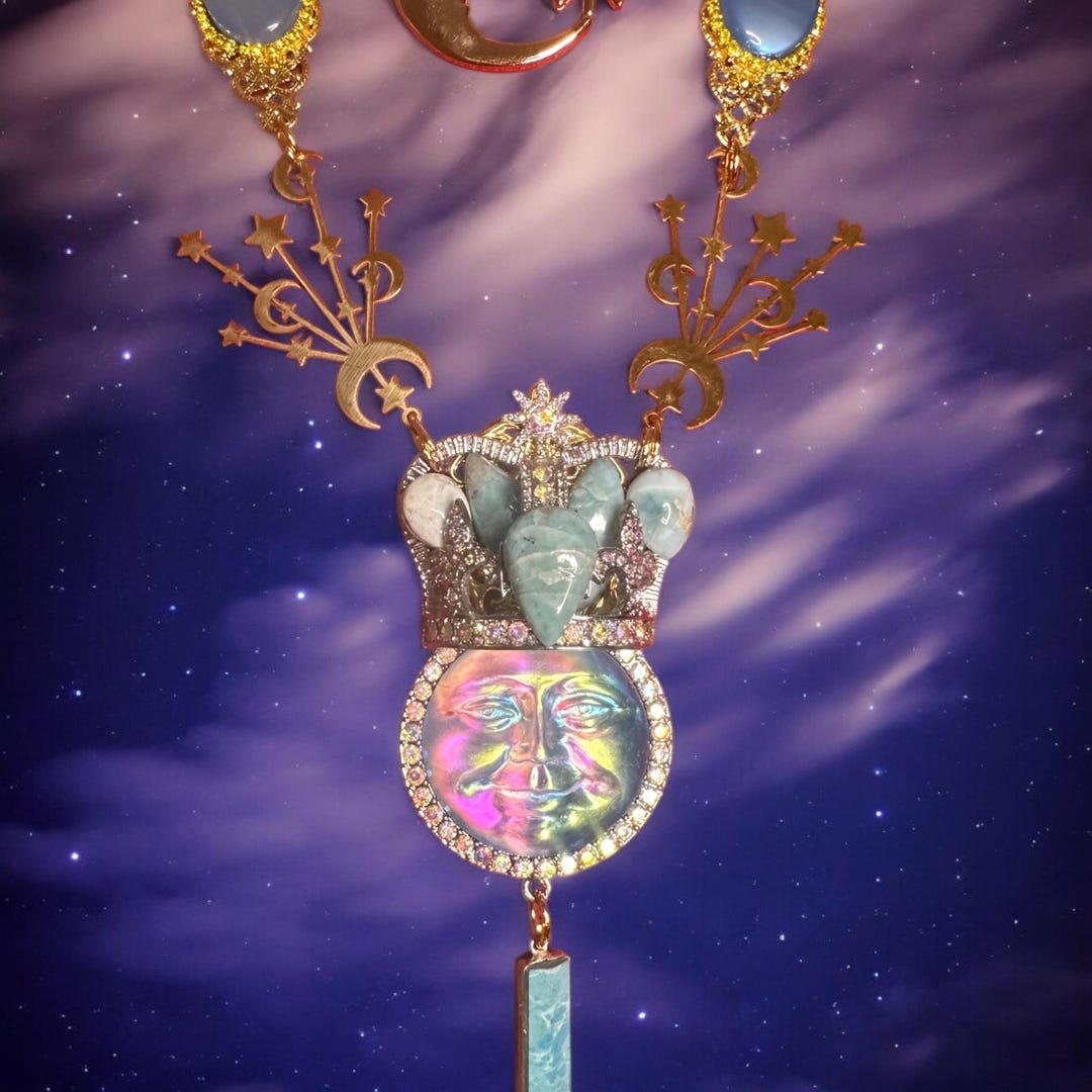 Baroque Iridescent Sun Huge Pendant Necklace - Etsy