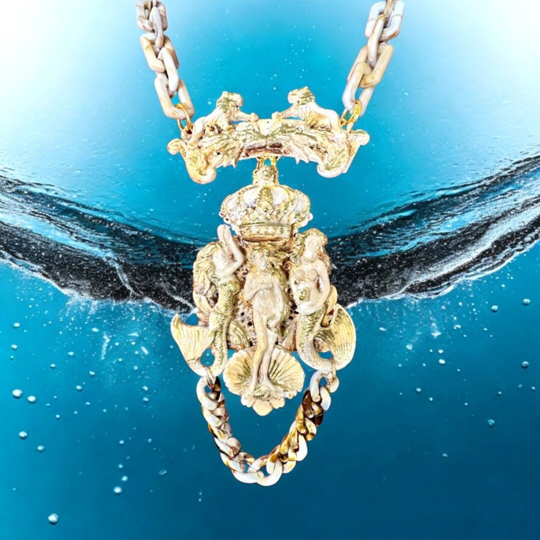 Renaissance Fish Birth of Venus Hand Painted Vintage Style Huge ...