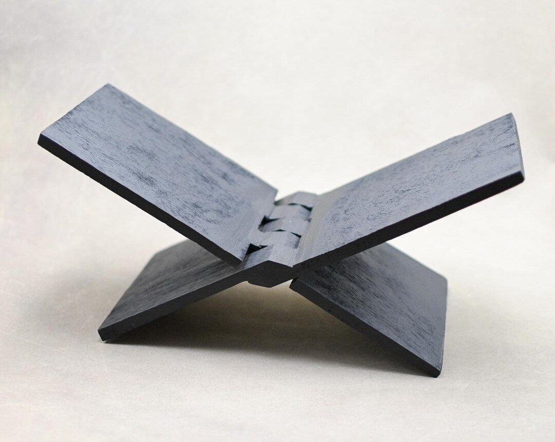 Black Wooden Book Stand, Wood Book Holder, Rustic Book Stand ...