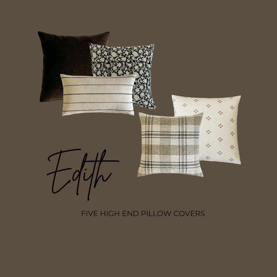 The Edith Pillow Cover Combo, Curated Pillow Combo, Pillow Combination ...