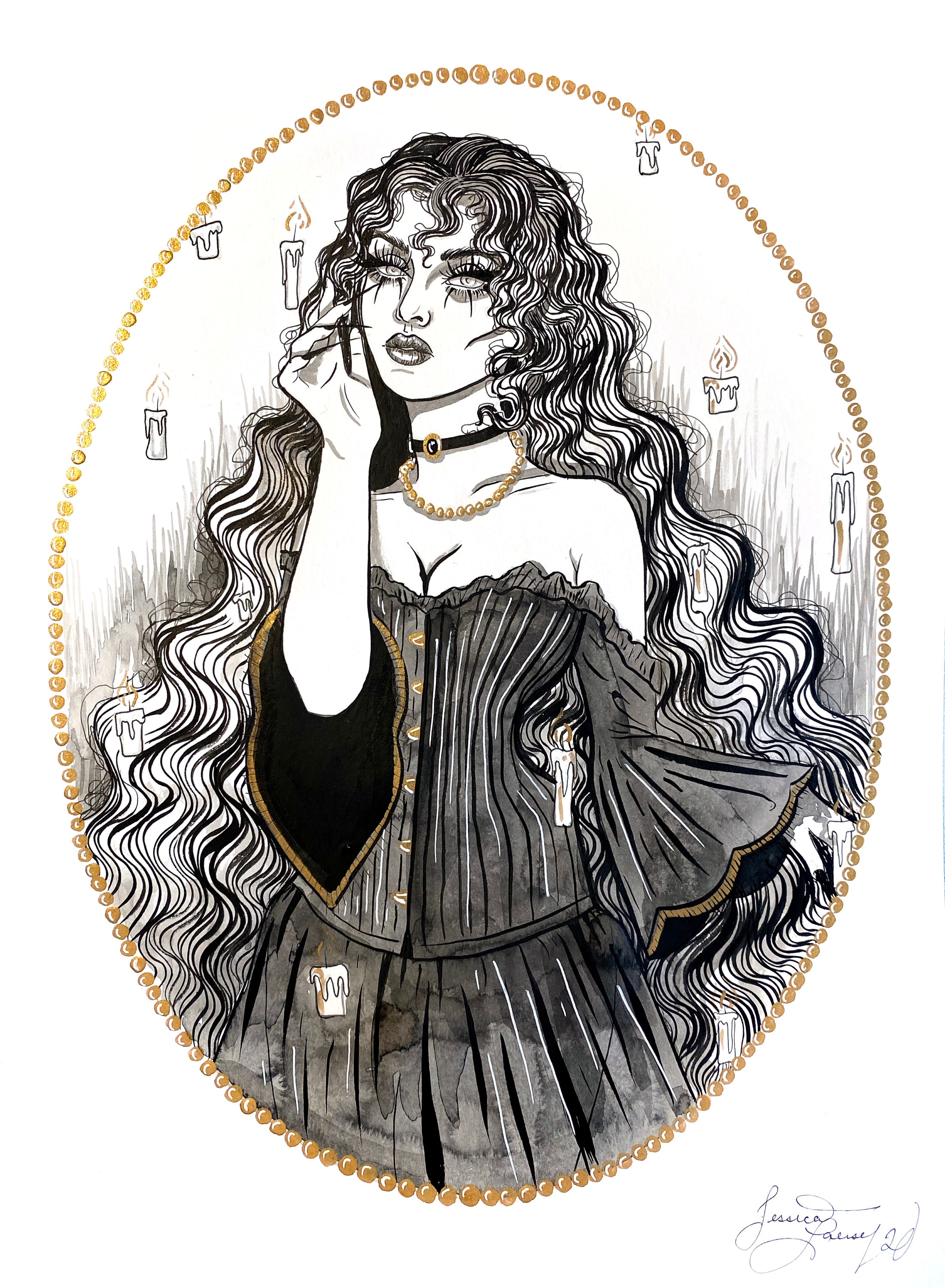 Lady in Red - Inktober Art Print - Etsy