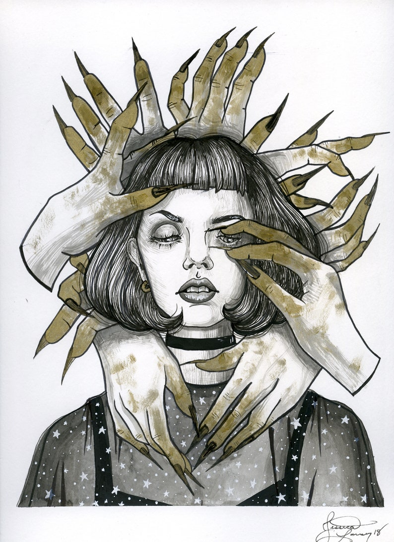 Chirophobia Fear of Hands Phobia Pen and Ink Inktober Art - Etsy