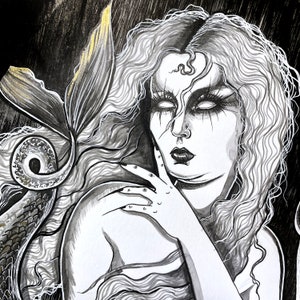 Melusine Mermaid Inktober Art Print - Etsy
