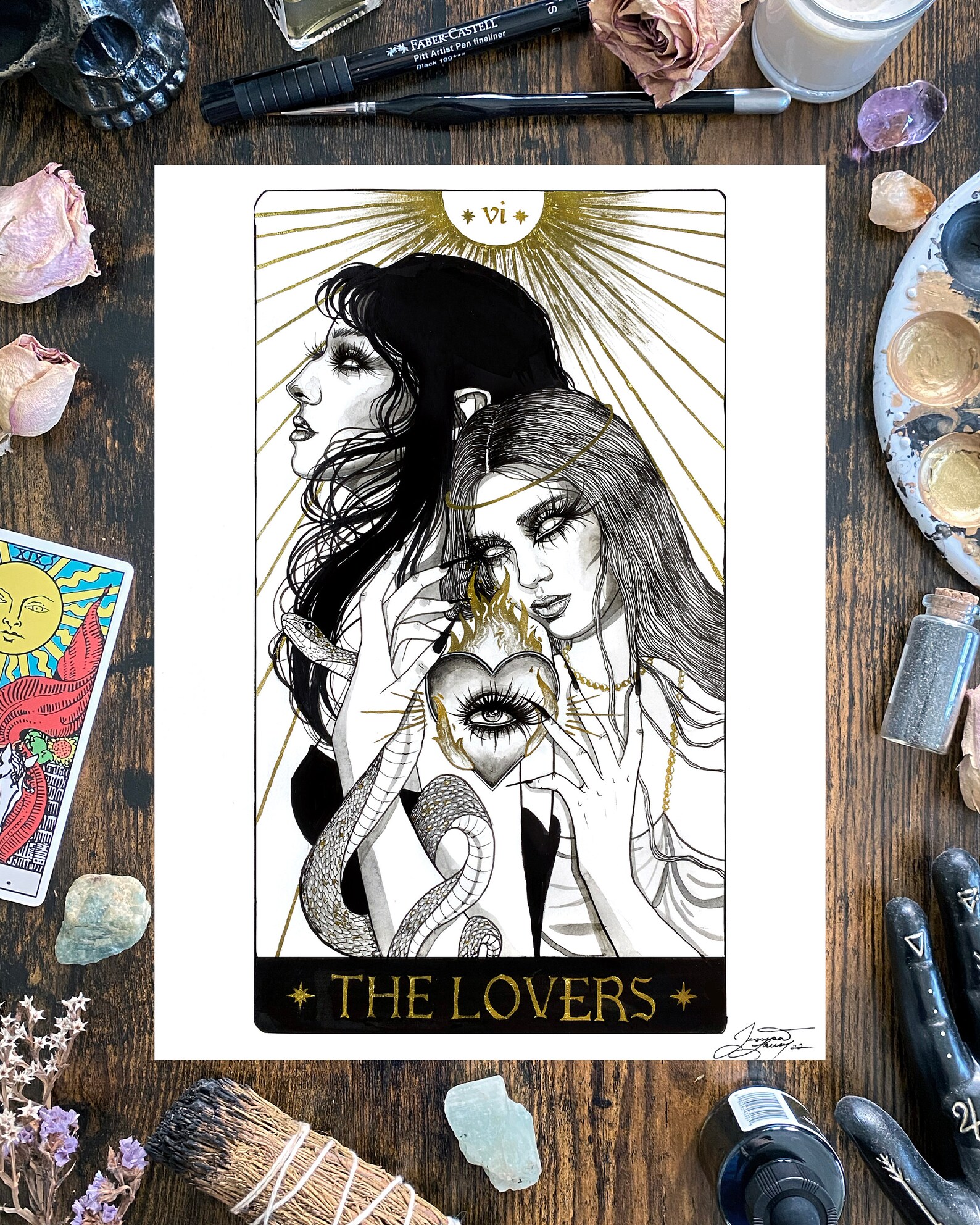 The Lovers Tarot Card Art Print - Etsy