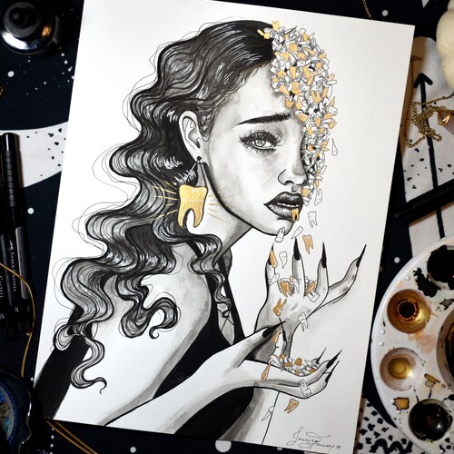 Shadows Original Pen & Ink Inktober Illustration Artwork | Etsy