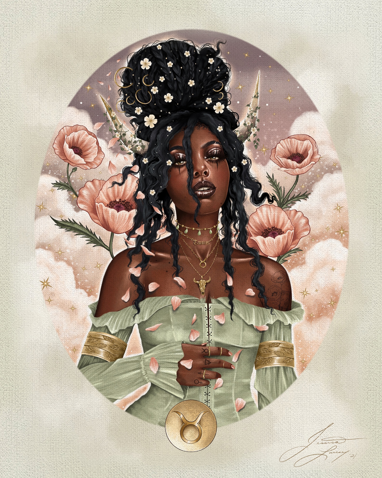 Taurus Portrait Zodiac Art Print | Etsy