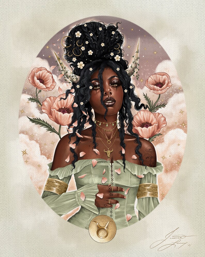 Taurus Portrait Zodiac Art Print | Etsy