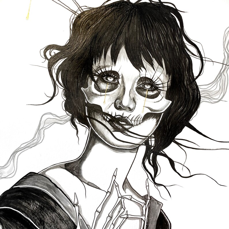 Hone-onna Inktober Art Print - Etsy