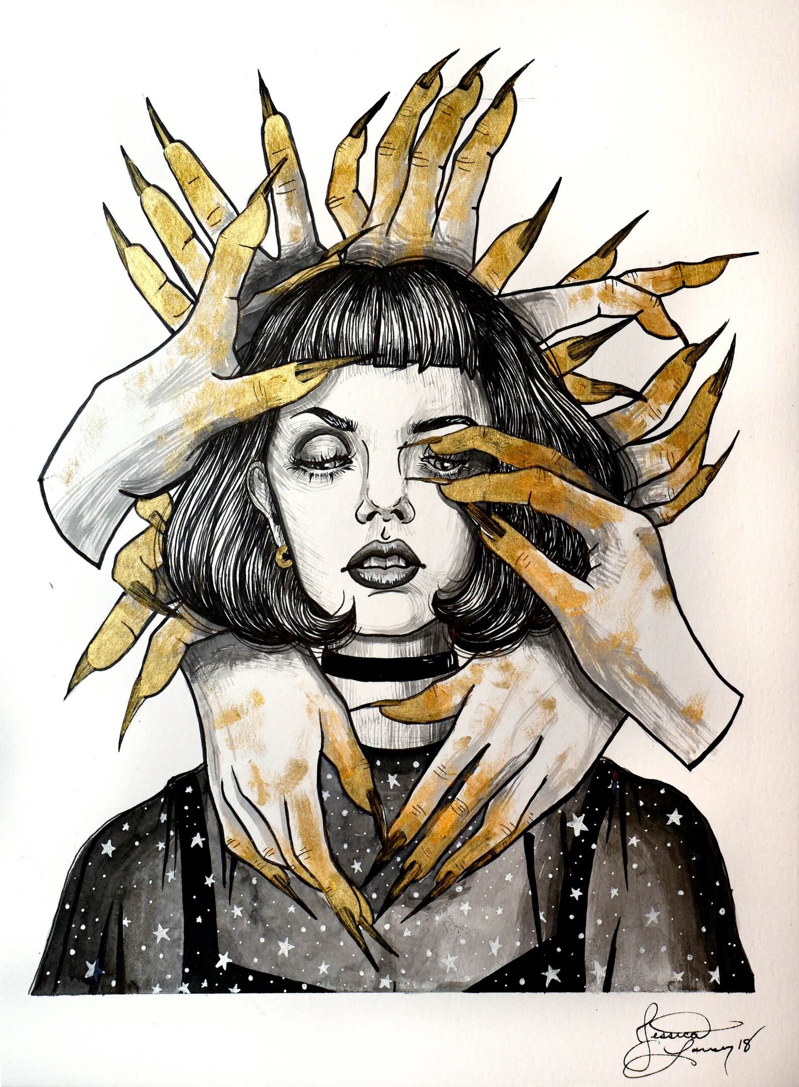 Chirophobia Fear of Hands Phobia Pen and Ink Inktober Art - Etsy