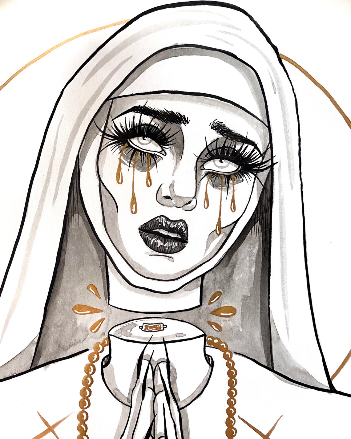 Headless Nun Inktober Art Print - Etsy