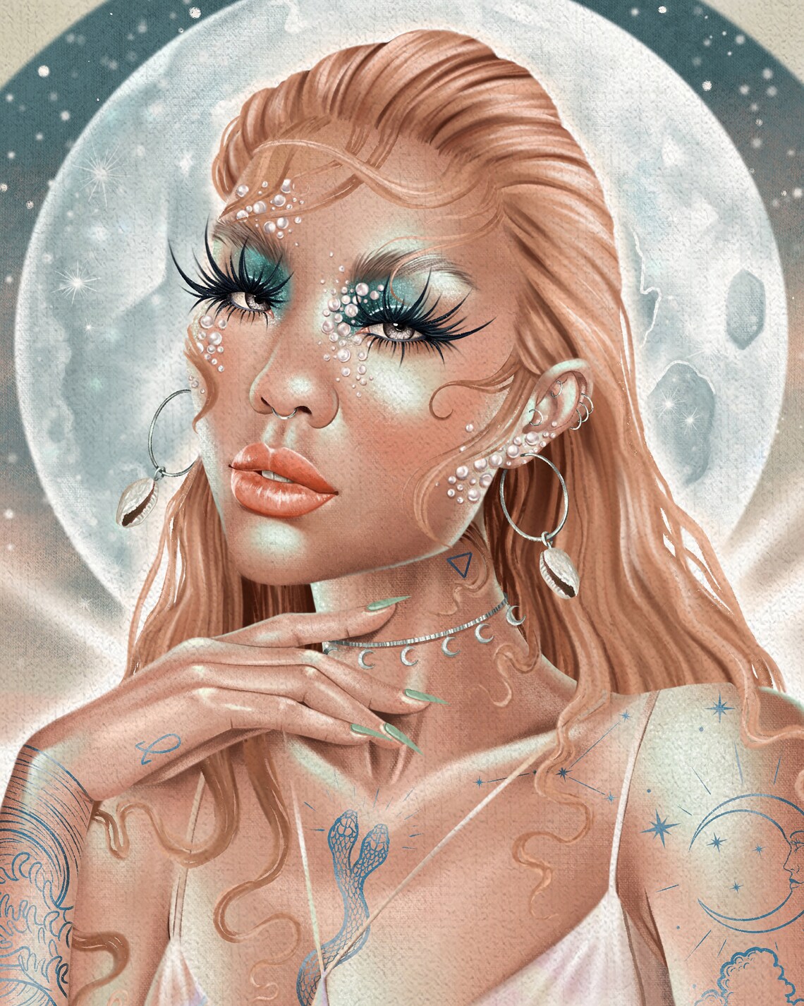 Cancer Portrait - Zodiac Art Print - Etsy