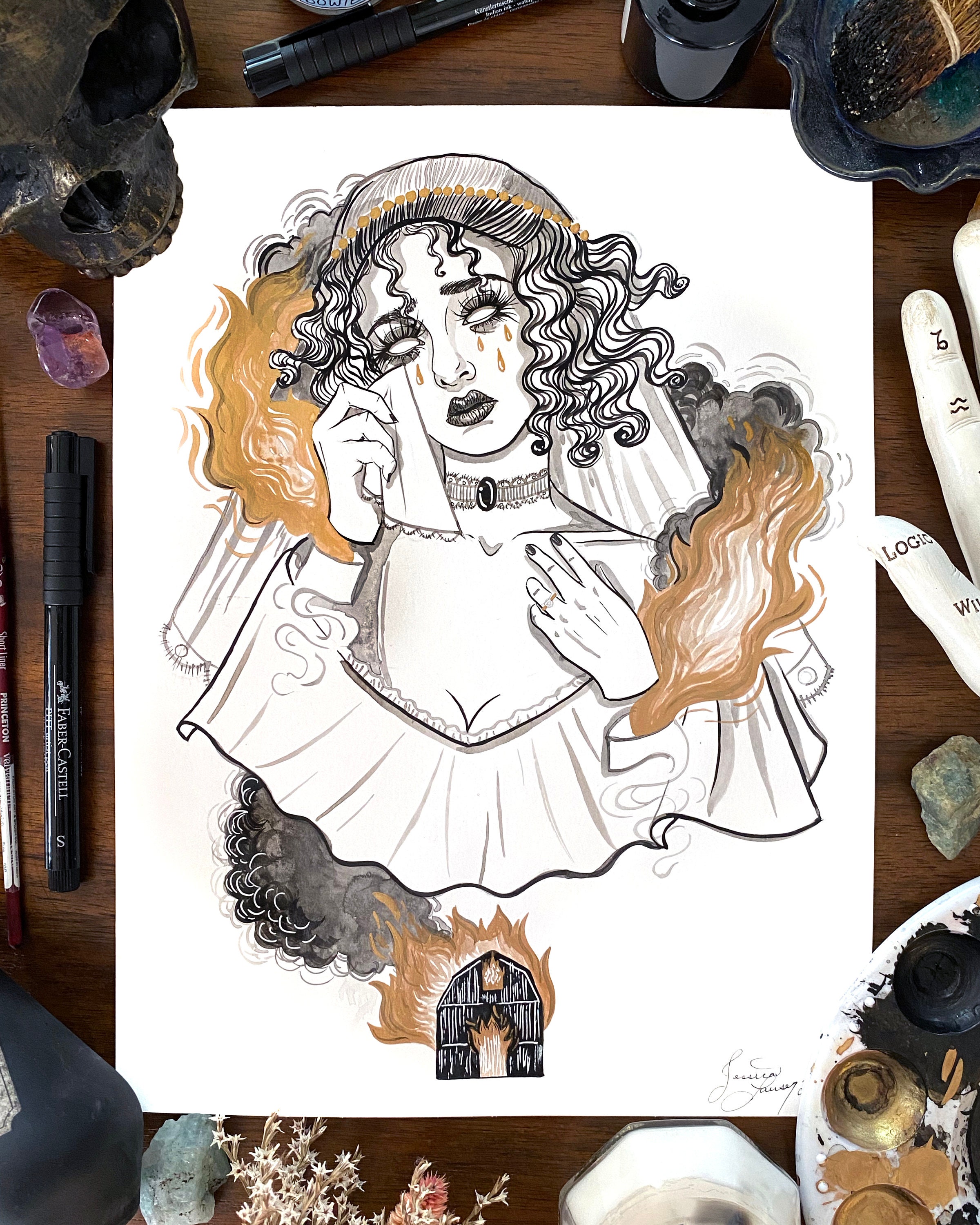 White Lady Inktober Art Print - Etsy