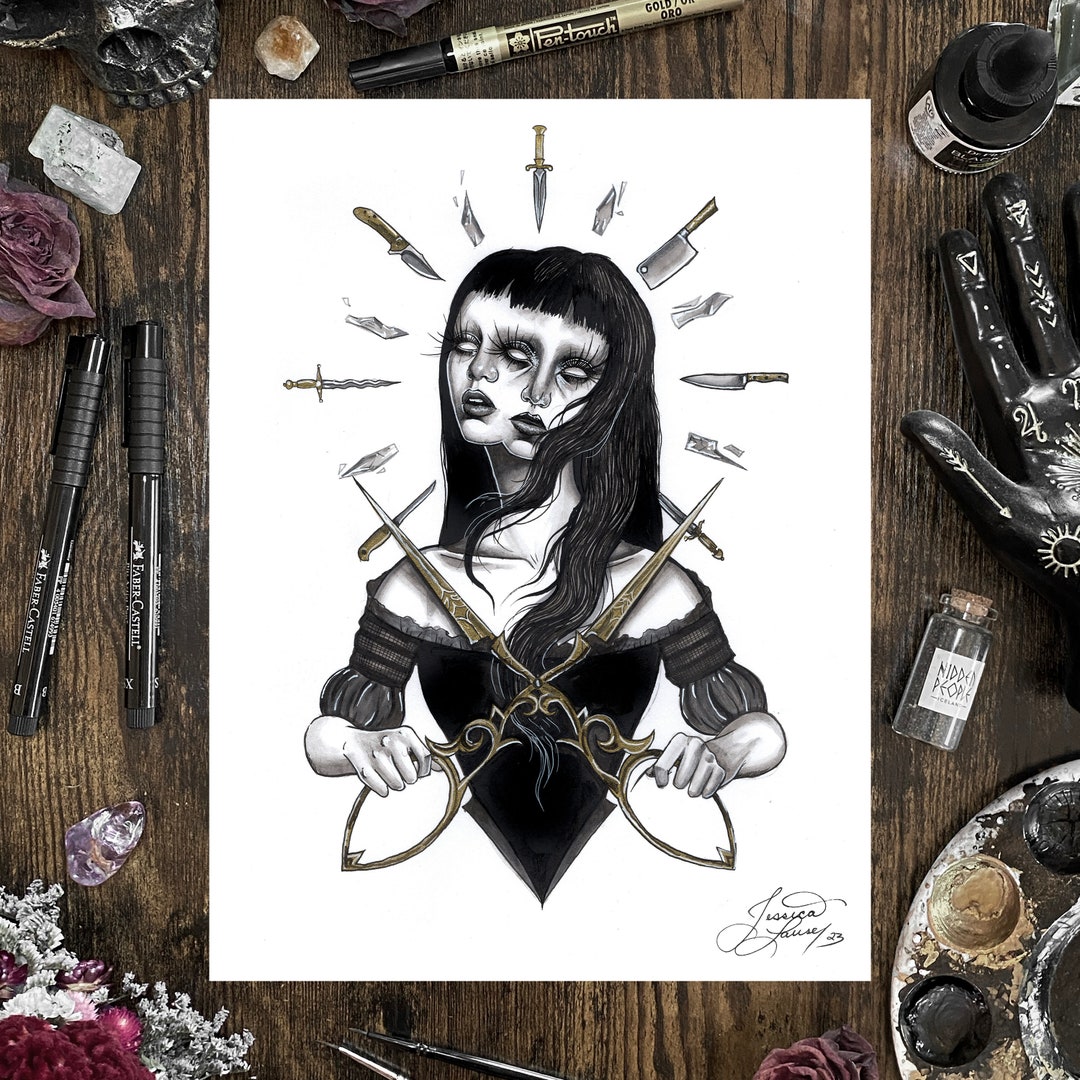 Aichmophobia - Fear of Sharp Objects - Original Pen and Ink Drawing - Etsy