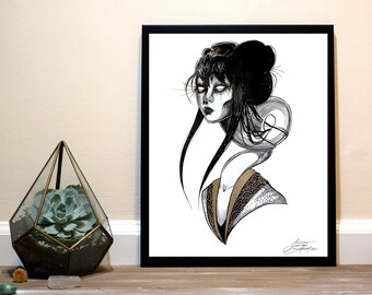 Rokurokubi Art Print, Kawaii Pastel Anime Art Scene, Japanese Yokai ...
