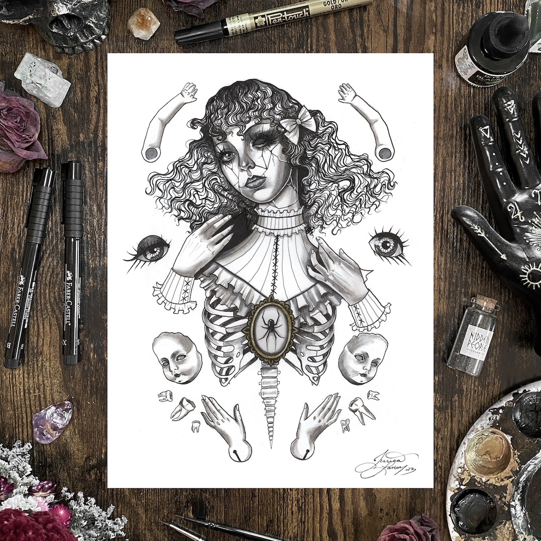 Pediophobia - Fear of Dolls - Original Pen and Ink Drawing - Etsy