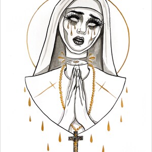 Headless Nun - Inktober Art Print - Etsy