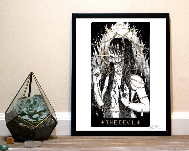 The Devil Tarot Card Art Print - Etsy