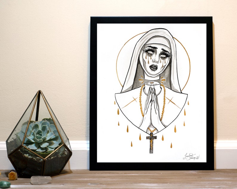 Headless Nun - Inktober Art Print - Etsy