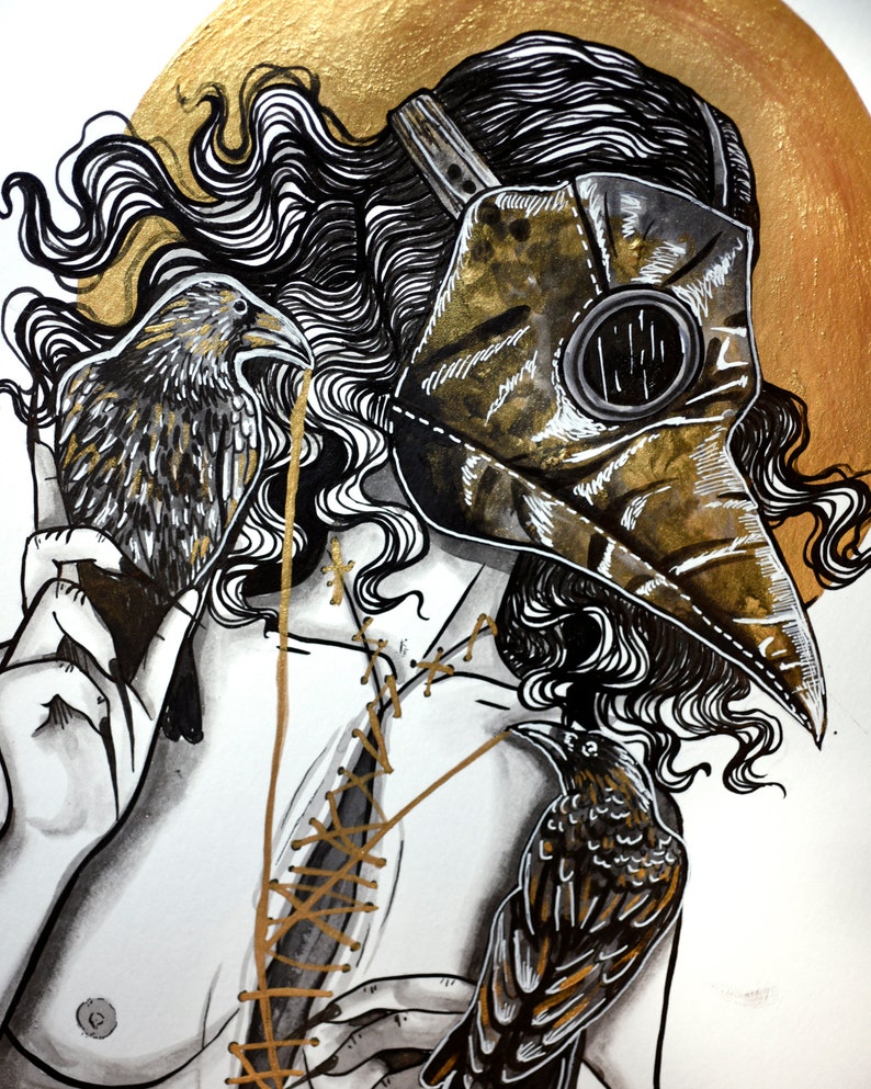 Raven Original Pen & Ink Inktober Illustration Artwork - Etsy