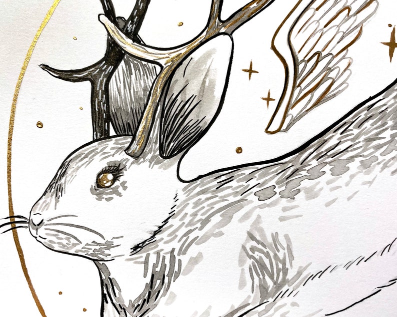 Jackalope Inktober Art Print | Etsy