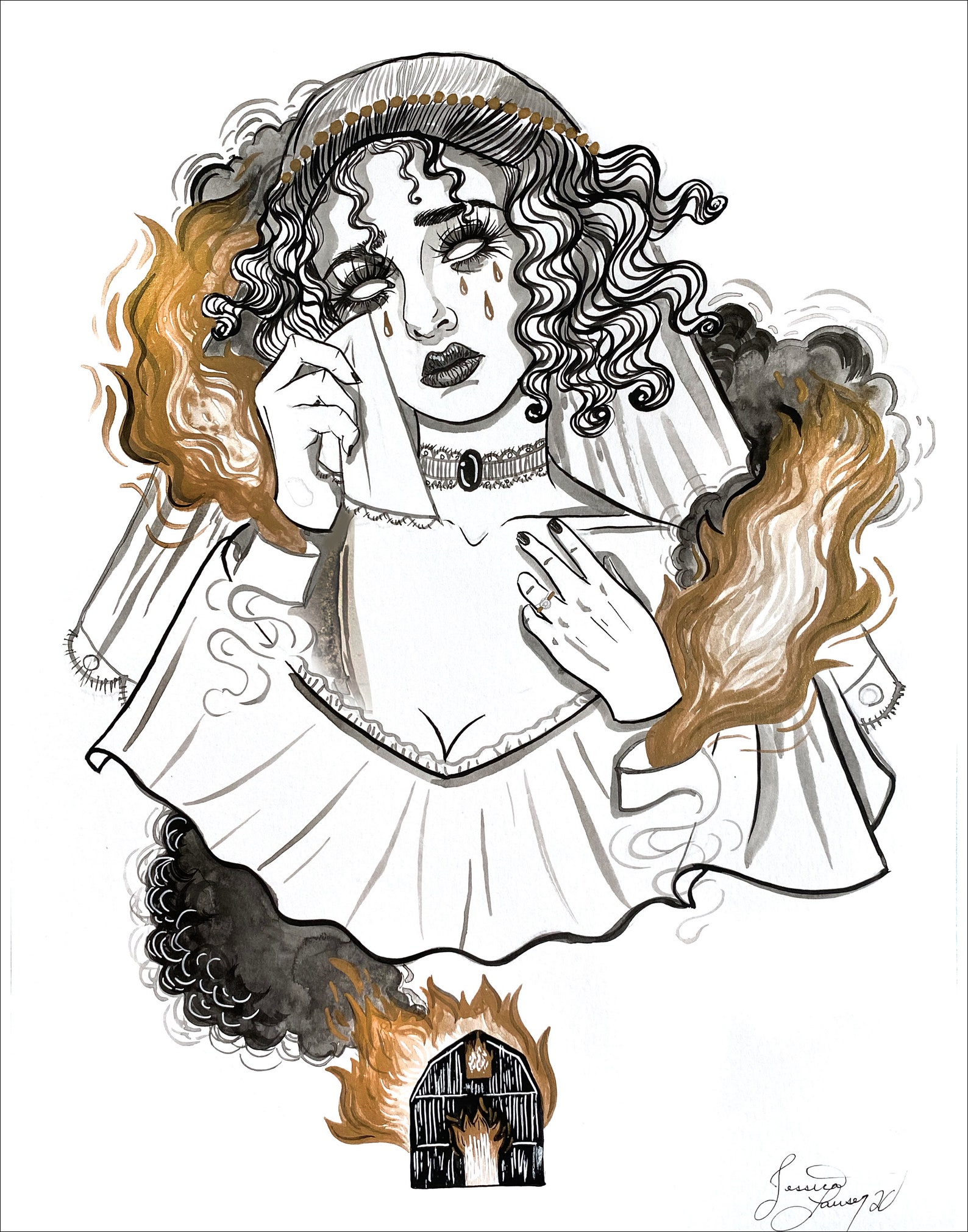 White Lady Inktober Art Print | Etsy