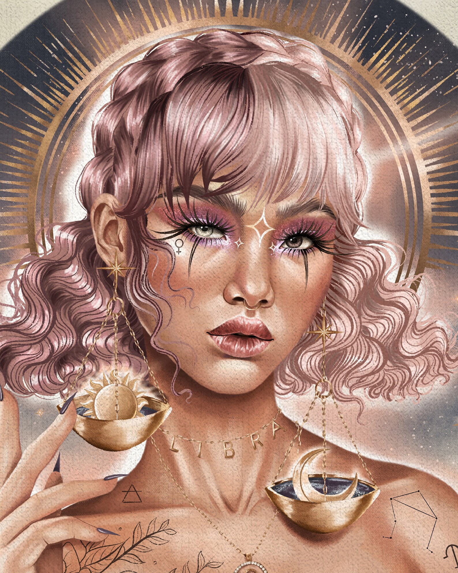 Libra Portrait - Zodiac Art Print - Etsy