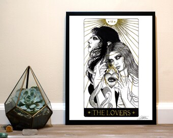 The Lovers VI - Tarot Card Art - Hand-cut Art Card Mounted on 5x7 ...