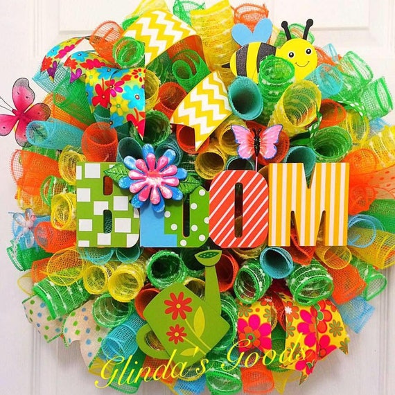 Spring Wreath Spring Mesh Wreath Colorful Wreath Spring | Etsy