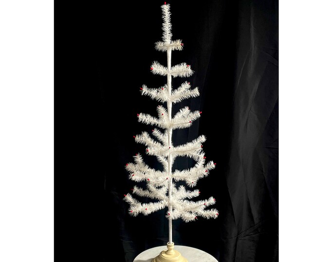 Large Full White Feather Tree 45" Tall W/ Stand - Winter Holiday Decor ...