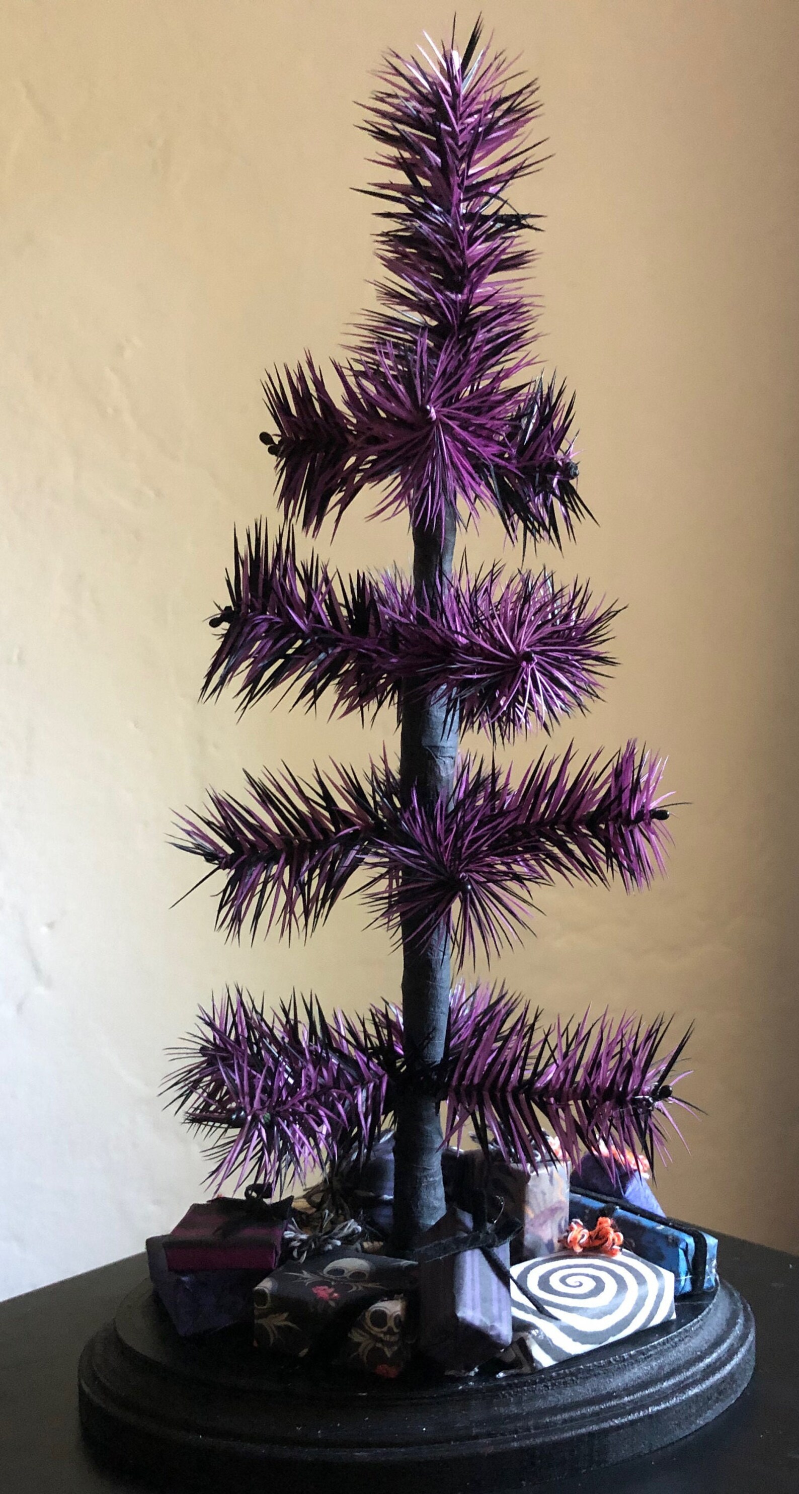 14 Halloween Feather Tree Purple & Black With Spooky Gifts Under the ...