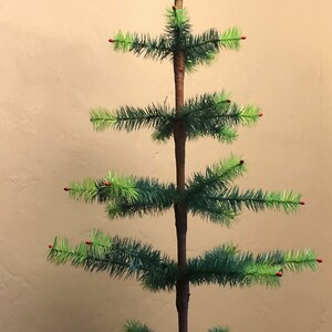 4 Foot Goose Feather Tree Light & Dark Green, Birch Base Antique ...