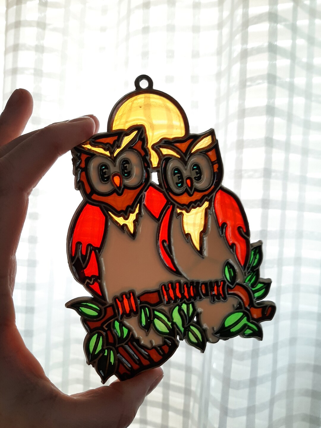 Vintage Retro Owl Pair Stained Glass Window Decor 70s 80s - Etsy