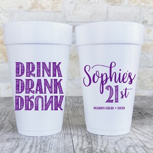 Personalized 21st Birthday Cups, Styrofoam, Monogrammed, Custom, 21 ...
