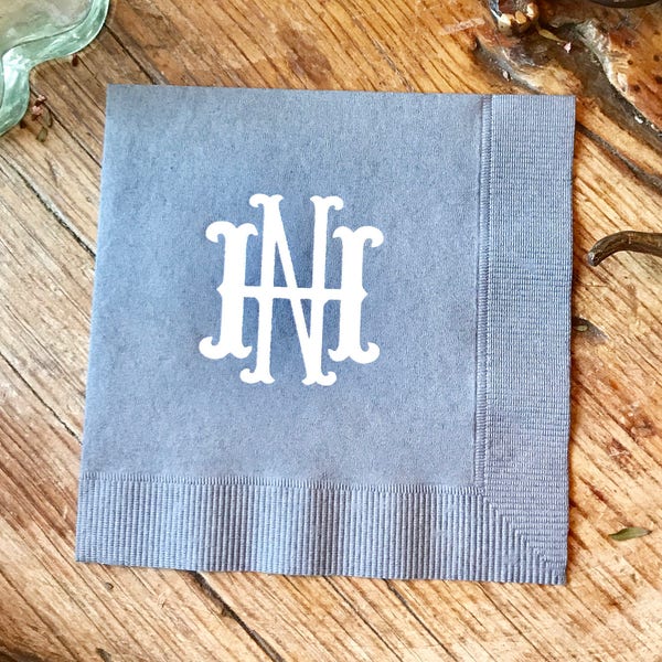 Monogramed Cocktail Paper Napkins - Etsy