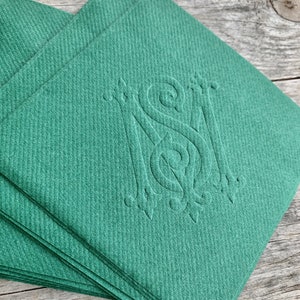 Embossed Napkins, Interlocking Monogram, Monogrammed Linen Like ...