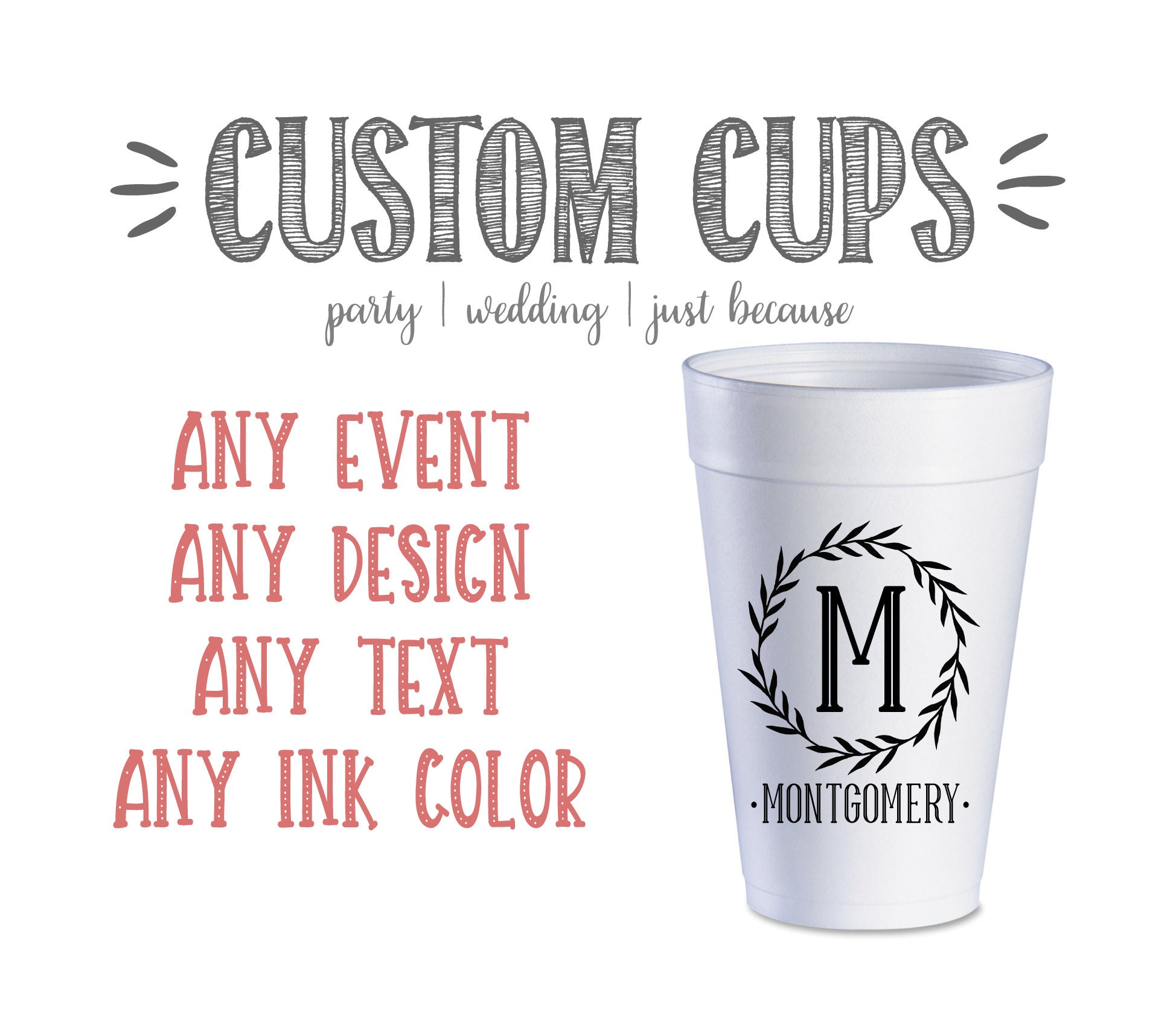 Personalized Cups Foam Monogrammed Custom Roadie Cocktail - Etsy