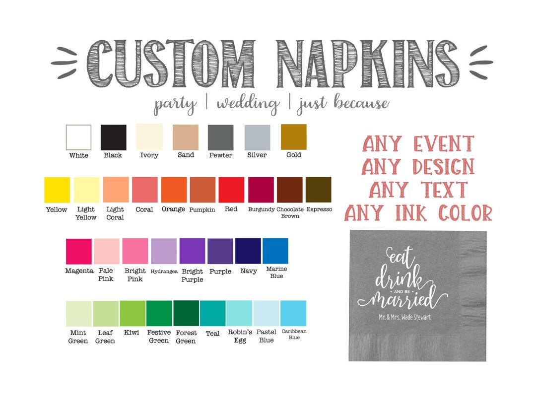 Personalized Napkins, Custom, Monogrammed, 3 Ply, Paper, Cocktail ...
