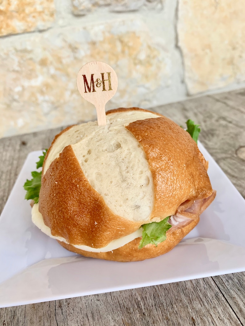 Food Picks, Personalized, Custom, Monogrammed, Wood, Round, 4", Sticks ...