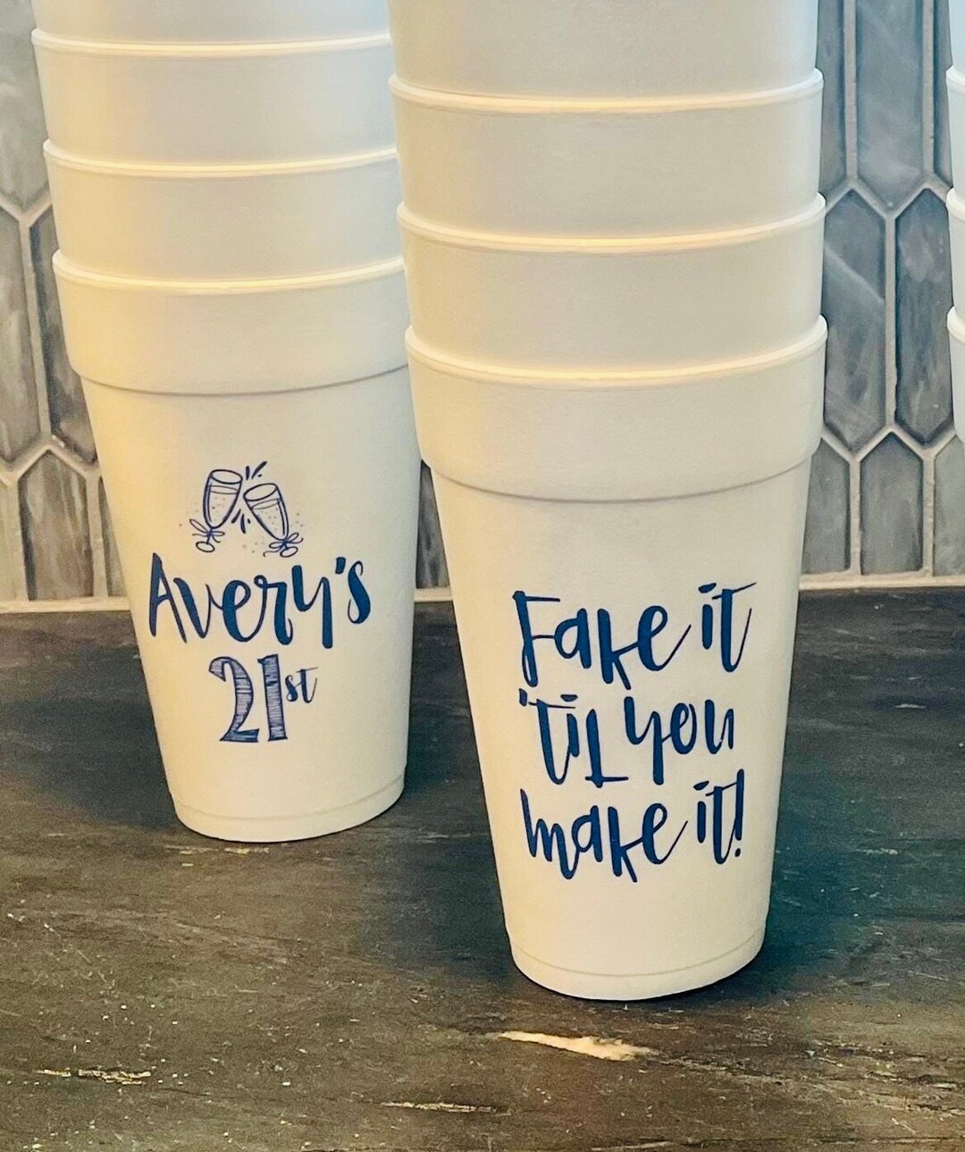 Personalized 21st Birthday Cups, Styrofoam, Monogrammed, Custom, 21 ...