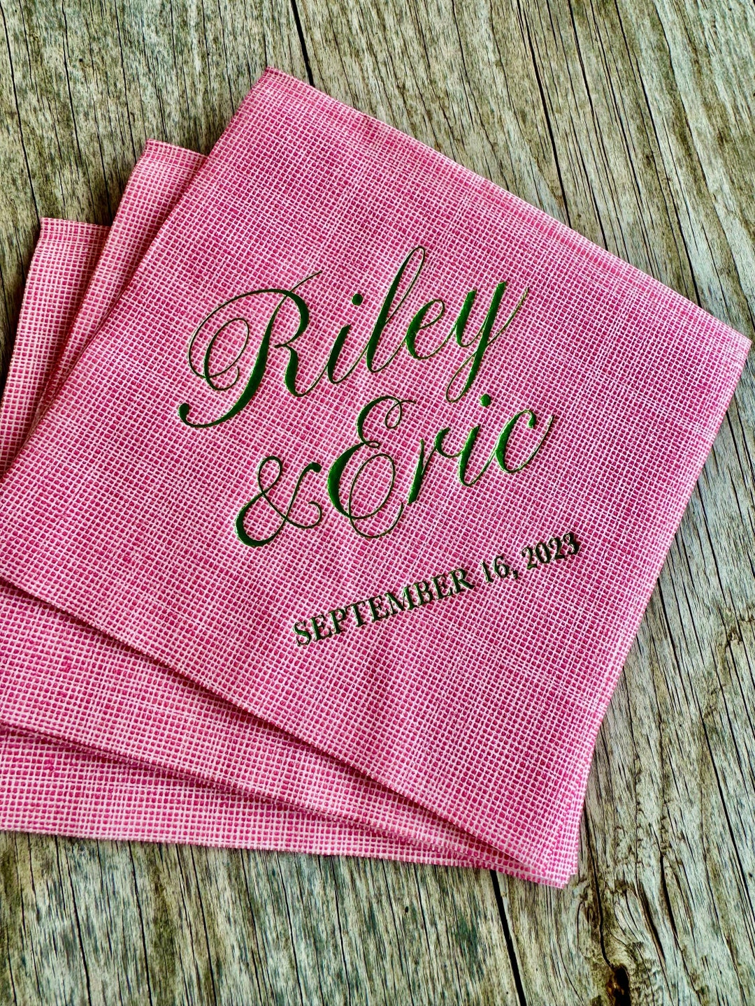 Personalized Crosshatch Linen Like Napkins, Rainbow Foil, Monogrammed ...