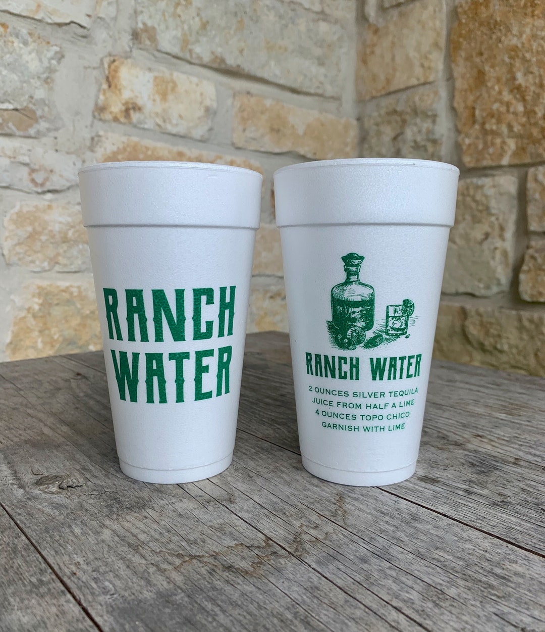 Ranch Water Cups, Styrofoam, Foam, Monogrammed, Personalized, Custom ...