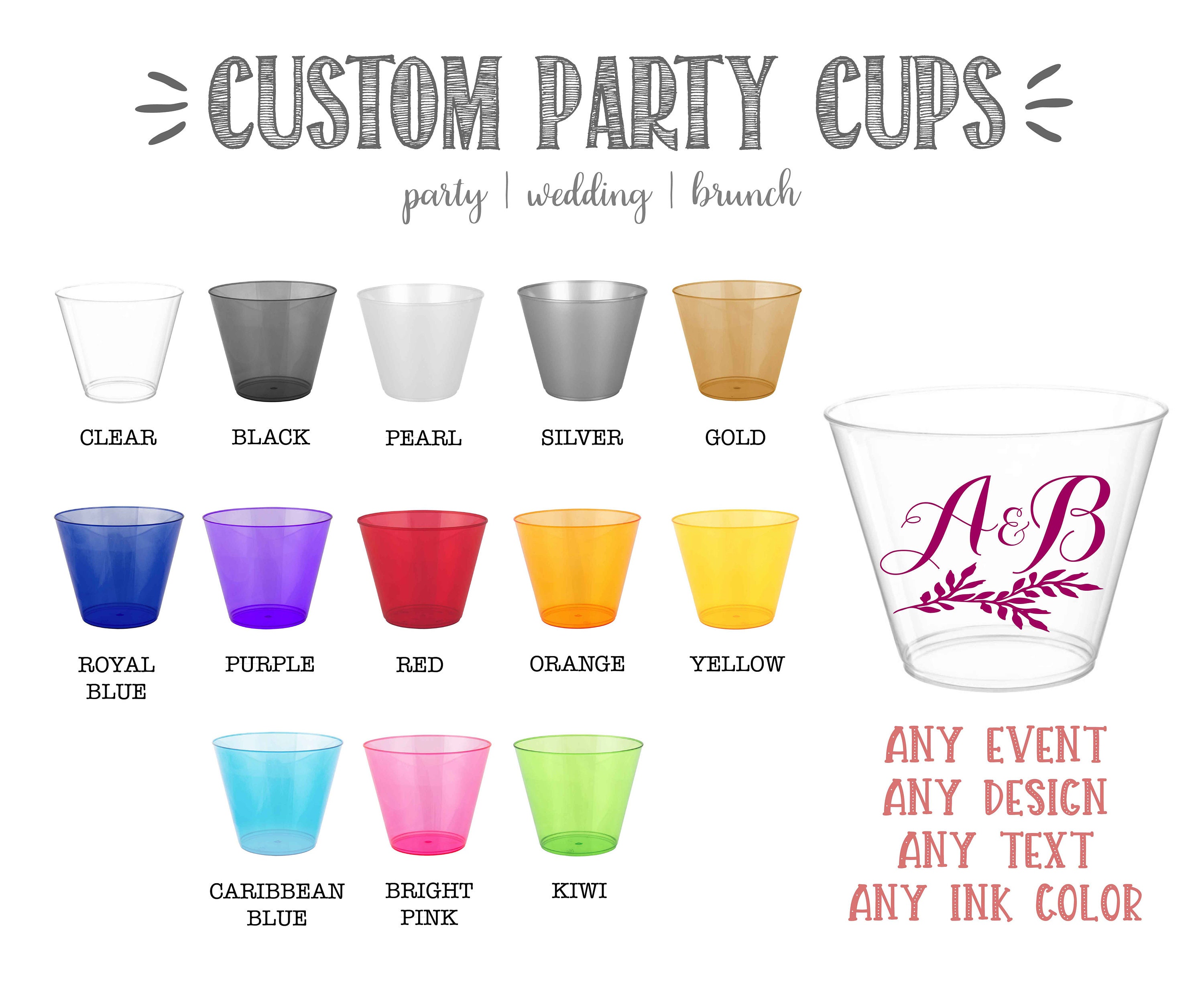 Personalized Hard Plastic Cups 9 Oz Monogrammed Custom - Etsy