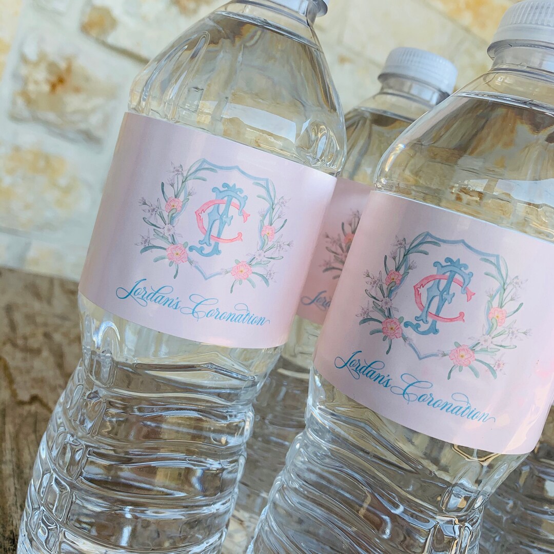 Personalized Water Bottle Labels, Monogrammed, Custom, Wedding Water ...