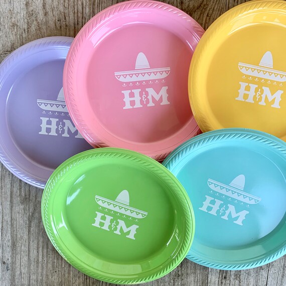 Personalized Plates Disposable Plastic Monogrammed Custom | Etsy