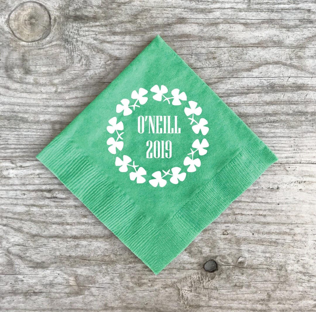 St. Patrick's Day Napkins, Monogrammed, Custom, Paper, Cocktail ...